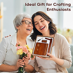 BRWISSEN Wooden Yarn Holder for Crocheting and Knitting with Phone Stand, Crochet Hook Storage, and Magnetic Yarn Ball Holder Spinner - Ideal Gift for Crochet Lovers-Walnut Color