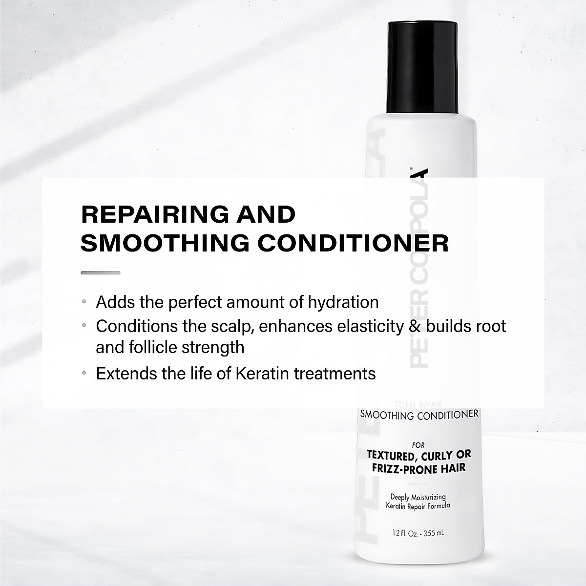 PETER COPPOLA Total Repair Conditioner - Keratin Protein - Repairs Damaged Hair - Color Safe - Keratin Aftercare Conditioner For Daily Use - Healthy Strong Hair (12 Fl Oz)