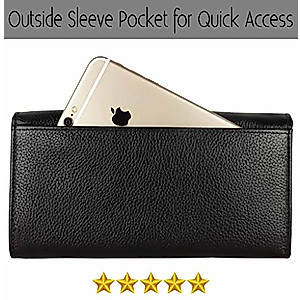 Mou Meraki Women RFID Blocking Genuine Leather Bifold Wallet-Clutch For Women-Shield Against Identity Theft (PEBBLES BLACK)