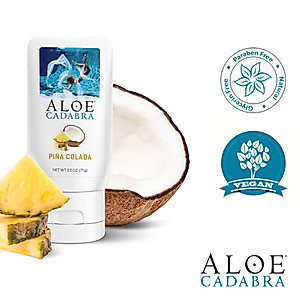 Aloe Cadabra Flavored Personal Lubricant and Vaginal Moisturizer, Organic Edible Aloe Lube for Men, Women and Couples, Non-Staining, pH Balanced, Toy Compatible (Pina Colada, 2.5 Ounces, 2 Pack)