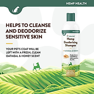 NaturVet – Hemp Deodorizing Shampoo for Dogs - Plus Oatmeal & Honey – 16 oz – Gently Cleanses & Deodorizes Skin & Coat – Enhanced with Hemp Seed Oil, Coconut Oil & Aloe Vera Extract