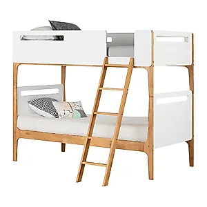 South Shore Bebble Modern Bunk Bed White and Natural Twin