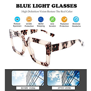 NULOOQ Blue Light Glasses for Women – Stylish Thick Square Oversized Computer Eyewear Non-Prescription Glasses (Tortoiseshell)