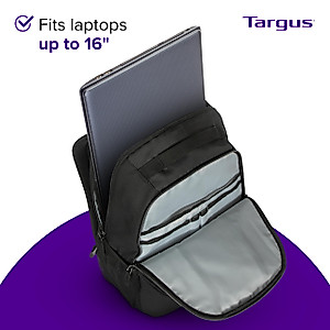 Targus Ascend Professional Business Laptop Backpack, Sleek and Durable Travel Commuter Bag, Improve Back Support with Padded Shoulder Straps and Back Panel, Fits up to 16-Inch Laptop, Black (TSB710US)