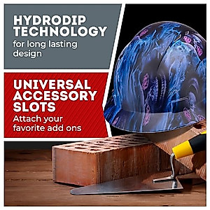 ACERPAL Full Brim Vented Blue Banshee Tattoo/Skull Design Matte Finish OSHA Hard Hat with 6-Point Suspension