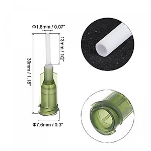 uxcell 50 Pcs 14G Plastic Dispensing Needles, 1/2" PP Glue Needle Tube Blunt Luer Lock Tips with PP Flexible Needle for Liquid Glue Gun, Olive