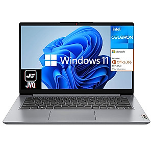 Lenovo Newest IdeaPad 1 Laptop, 14" HD Display, Intel Celeron N4020, 4GB DDR4 RAM, 128GB Space(64GB eMMC+64GB Card), 1-Year Office 365, Webcam, HDMI, WiFi 6, Bluetooth, Windows 11S, Grey, JVQ MP