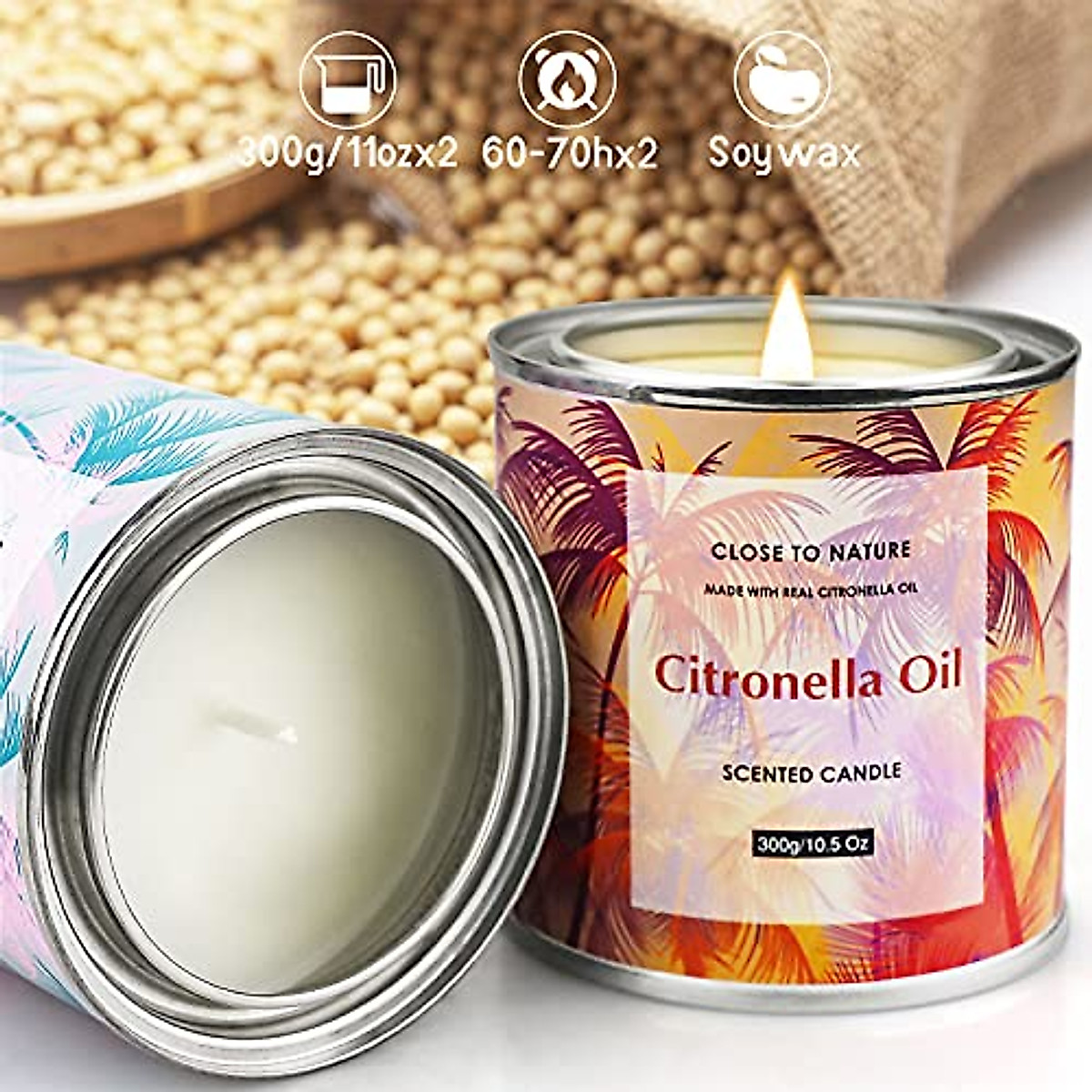 Citronella Candles Outdoor and Indoor, 4 Pack 42 Oz 240 Hours Large Citronella Candles for Summer, Long Lasting Lemongrass Soy Candle Scented Candles for Garden Patio Yard Balcony