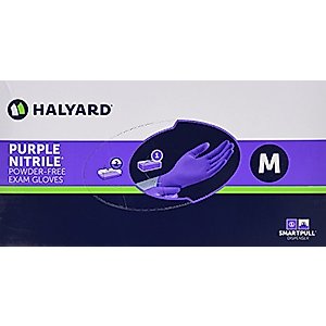 Halyard 55082 Purple Nitrile Exam Gloves, Medium, Powder-Free, Case of 1,000