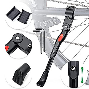 MXDJ 2Pcs Bike Kickstand, Bicycle Stand with Anti-Slip Rubber Foot, Aluminum Alloy Bike Stand Bicycle Kickstand for Mountain Bike, Road Bike, Kids Bike (Color : Black, Size : 2pcs)