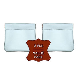 VOFOON [Upgrade] Leather Mini Squeeze Coin Purse, Small Jewelry Pouch Leather Travel Bag Coin Holder For Men/Women 2/4 Pack