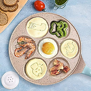 DAYOOH Mini Pancake Griddle, Nonstick Pancakes Pan for Kids Induction Cooktops Pancake Griddle Maker with Animal Molds, Suitable for All Stovetops, Blue