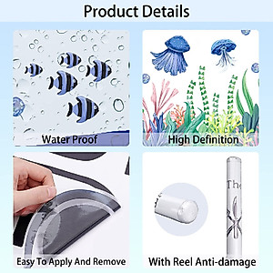 PLIGREAT 2 Sheets Mermaid Wall Stickers, Ocean Creature Decor, Bathroom Mermaid Decals for Girls Bedroom Baby Nursery Kid Room Bathroom Decor Gift