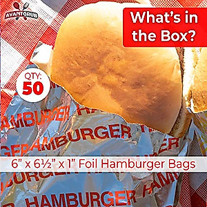 Retro, Grease Proof Burger Wrappers 50 Pk. Great BPA Free Cookout Supply. Pro Quality Bulk Hamburger Bags Are Large and Insulated. Allergen Friendly BBQ Foil Paper Perfect For Baseball Themed Party.