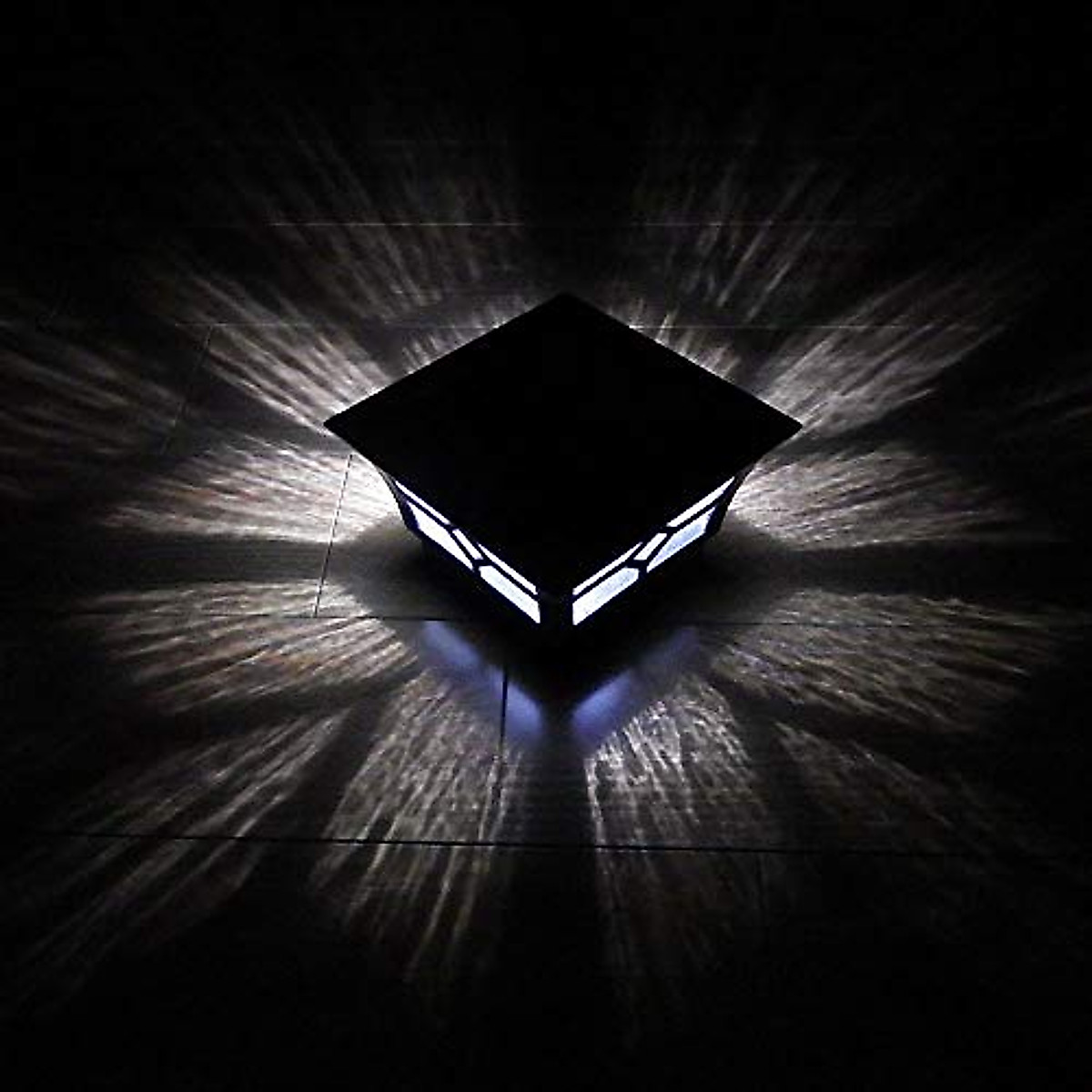 CHEEKON 5-1/2 x 5-1/2 Solar Post Cap Lights, Metal and Glasses, Bronze, Wood Post Fence Post Cap Outdoor Garden Yard Deck Street Top Wall