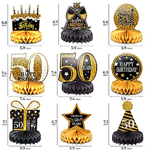 50th Birthday Honeycomb Centerpiece Decoration for Boys Girls Table Sign Decoration for Party Favors [9 Pieces]