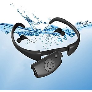 Waterproof MP3 Player for Swimming, IPX8 8GB Swimming Headphones with Shuffle Feature,Enjoy Music for Swimming, Diving and Other Sports(Black)