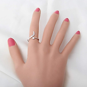 WUSUANED Open Adjustable Guardian Angel Wing Heart Finger Ring Fashion Exquisite Jewelry for Women (angel wing ring)
