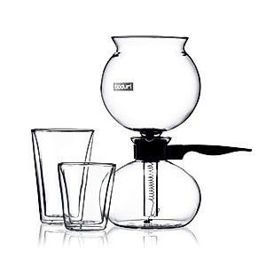 Bodum 34 oz Pebo Vacuum Coffee Maker, High Heat Borosilicate Glass, Black