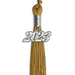 Endea Graduation Single Color Tassel with Silver Date Drop (Antique Gold, 2023)