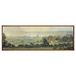 Unframed Rolled Vintage Farmhouse French Country Bedroom Wall Decor Above Bed - 10x30" - Horizontal Wall Art Over the Bed - Panoramic Landscape Pictures Sign - Canvas Long Narrow Green Nature Wall Art