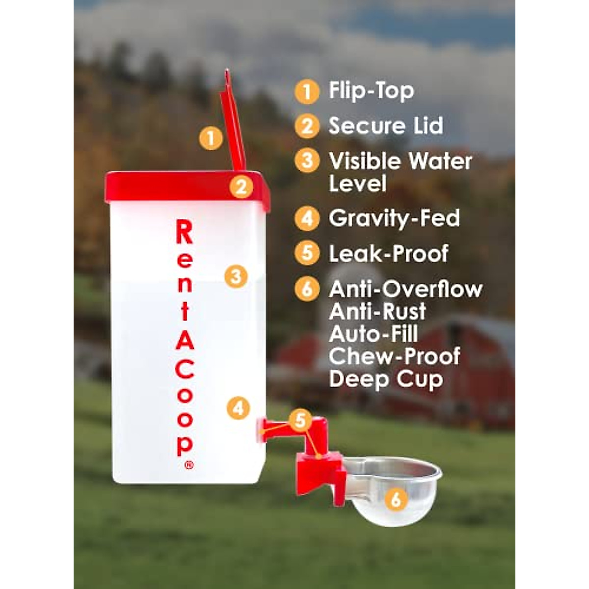 No-Drip 64oz Small Animal Drinking Bottle with Auto-Fill Metal Cup for Small Pet/Bunny/Ferret/Hamster/Guinea Pig/Rabbit/Chinchilla/Mouse/Rat. Food Grade Plastic (64oz)