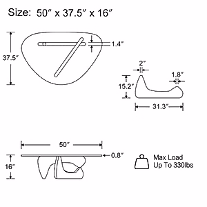 Rimdoc Triangle Glass Coffee Table Modern Noguchi Coffee Table, Vintage Glass, and Wood End Table, Solid Wood Base and Clear Glass Top Accent Coffee Table, for Living Room, Patio(Light Walnut)