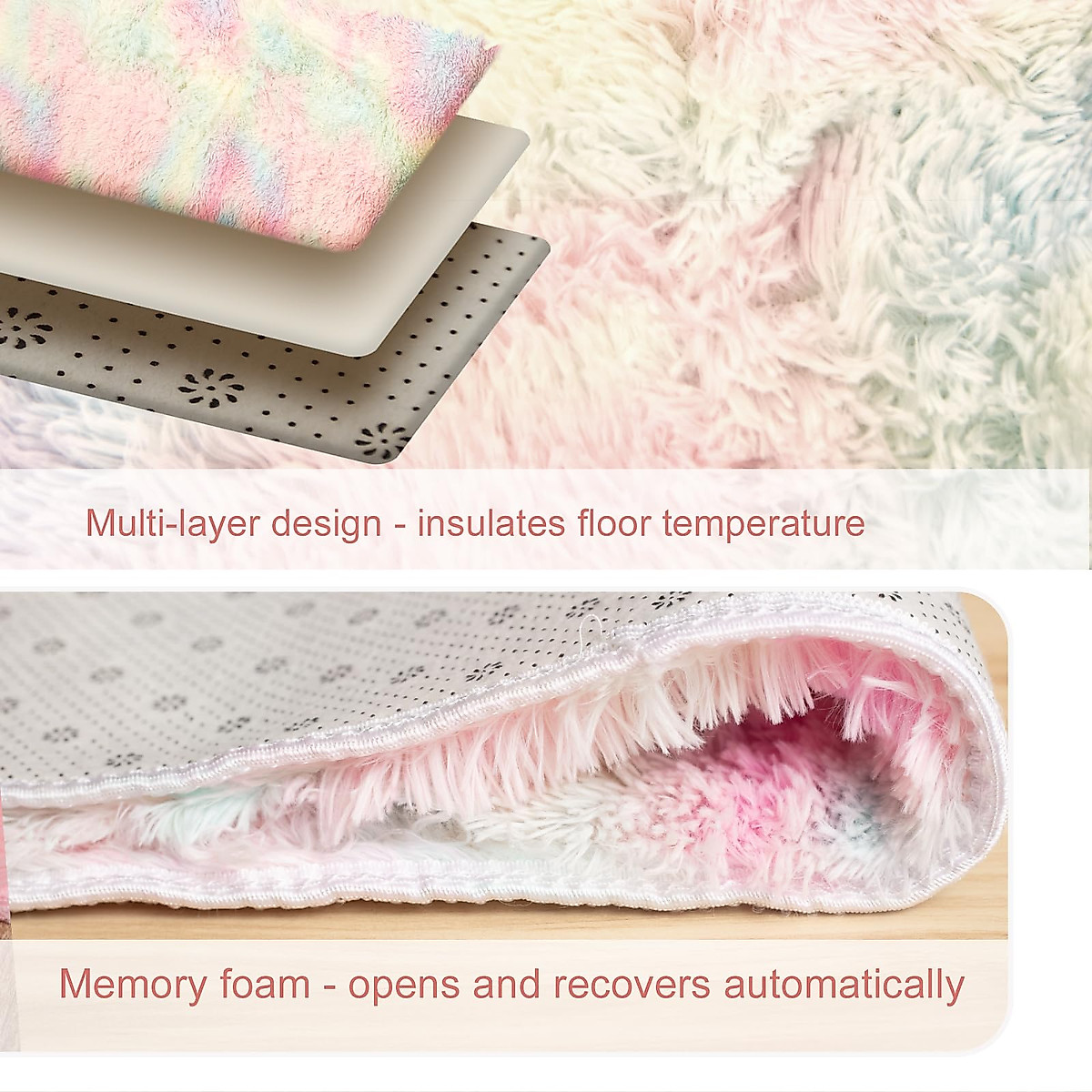 Glamtex 4x4 Round Area Rug, Soft Bedroom Circle Rugs, Fluffy Circle Rug, Fluffy Plush Shaggy Circle Rugs for Kids Room Living Room and Nursery Bedroom Decor