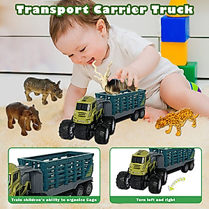 JUMEI Transport Truck Playset Toys,Toy Trucks Transport Carrier Truck with 4pvs Animals,Truck Toys for Kids 3-5, Toys,Animal Play Vehicles Toys, Car Toys for Boys 3-5 Years Old3-5 Years Old