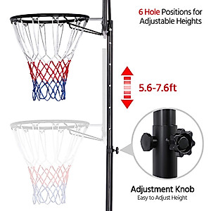 Yaheetech Portable Basketball Hoop Backboard System Removeable Adjustable Basketball Hoop & Goals Outdoor/Indoor 7.2-9.2ft Adjustable Height Basketball Set for Youth