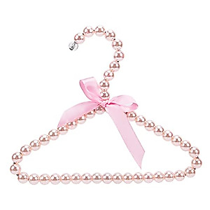 Eyomii 2 Pcs Pearl Bow Clothes Clothing Hangers Cute Small Pearl Hanger Pet Clothes Hanger Pearl Beads Clothes Hangers for Hanging Small Dog Cat Dolls Baby Clothing.