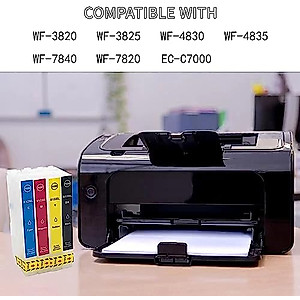 BJ-INK 802 812XL T802 T812XL Sublimation Ink Cartridges, Empty Refillable Ink Cartridges with Chip Compatible withWF-3820 WF-3825 WF-4830 WF-4835 WF-7840 WF-7820 EC-C7000 Printers (4PCS with Chip)