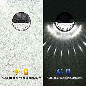 Lxcom Lighting Solar Powered Wall Lights 4 Pack Solar Power Fence Lights Outdoor Solar Stair Lights 2 LED Step Light Wall Mount Garden Path Step Lights for Garden Fence Walkways Stairways Path Pathway