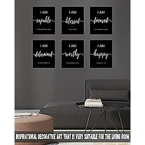 Drsoum Inspirational Wall Art Office Decor, Motivational Wall Art Prints for Office Bedroom Living Room Classroom,Black and White Daily Positive Affirmations Posters for Women Men Kids, Set of 6, 8"x10",FRAMED