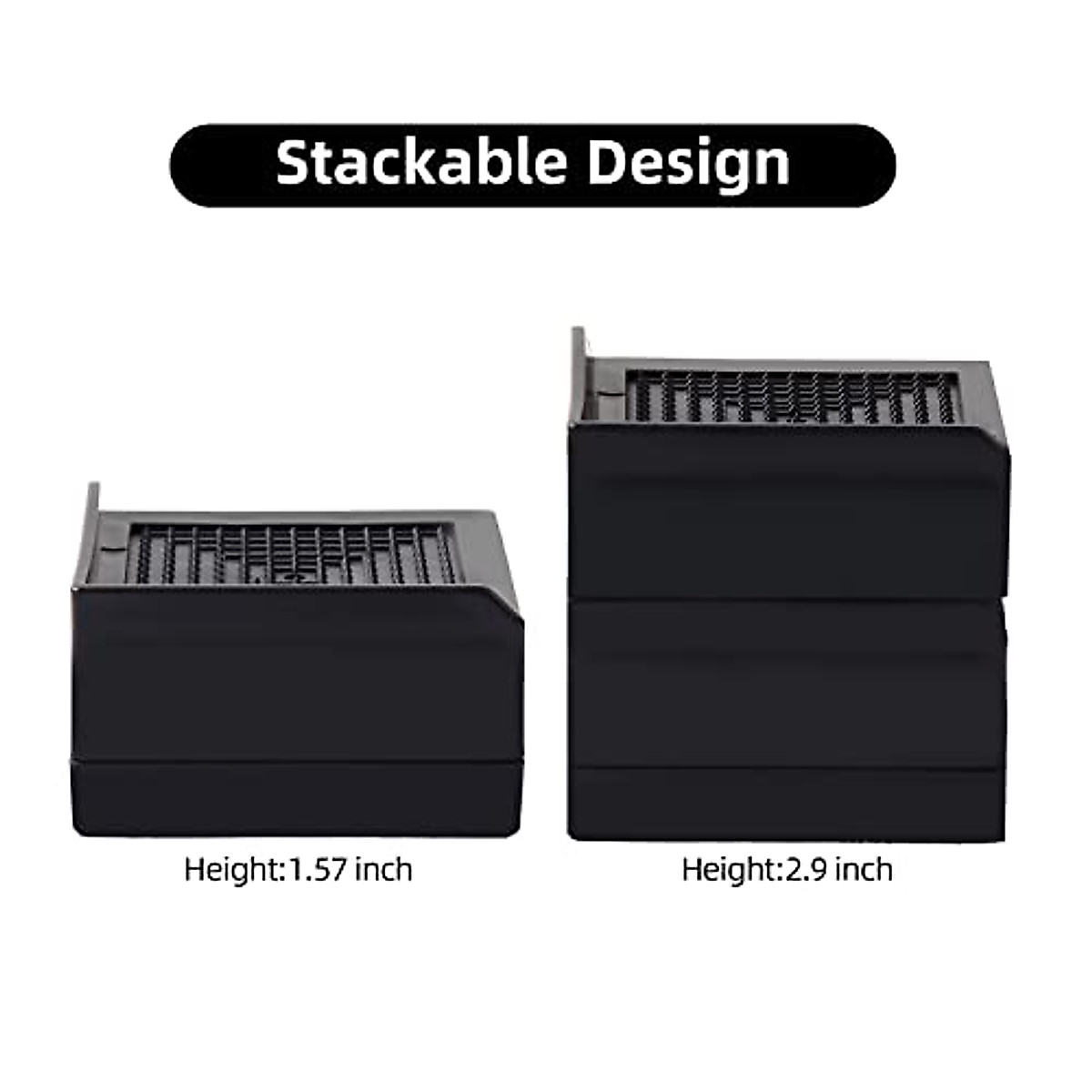 Diveken 1.5 inch Furniture Risers, Bed Riser Heavy Duty, Desk Table Sofa Couch Lifts, Black Adjustable Risers(Set of 4)