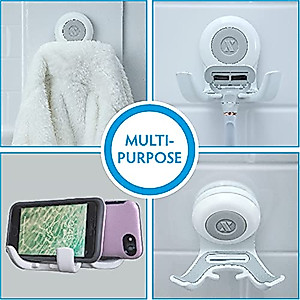 SlipX Solutions On The Dot Power Lock Suction Cup Hook, Razor Holder & Phone Cradle (Perfect for Shower & Mirror, Holds 11 lbs)