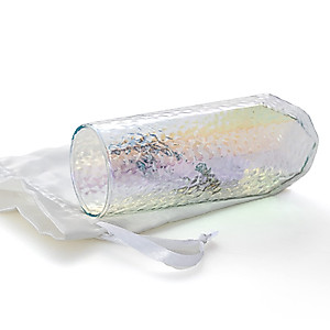 DOUDIZHU Chuppah Breaking Glass for Jewish Wedding, Jewish Wedding Glass for Couples, Wedding Ceremony Marriage Engagement Gift, Iridescent Glass Vessel for Groom with Drawstring Bag