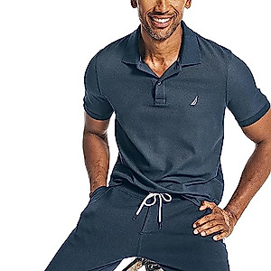 Nautica Men's Short Sleeve Solid Deck Polo Shirt, Navy, X-Large
