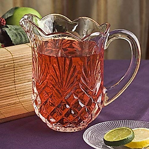 Elegant Crystal Pitcher Drinkware Set with 4 Crystal highball Tumblers, Beautiful Jug with handle and Spout for Chilled Beverage Homemade Juice, Iced Tea or Water