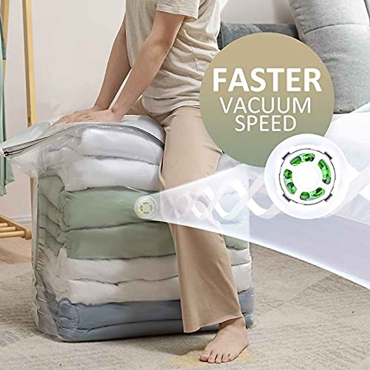 TAILI Cube Vacuum Storage Bags Jumbo 8 Pack and Super Jumbo Cube Space Saver Vacuum Storage Bags 6 Pack