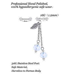 Vsnnsns 16G Cartilage Earrings Tragus Earrings Studs for Women Silver Stainless Steel Chain Dangle Industrial Barbell Stud Earrings Forward Helix Earrings Piercing Jewelry for Women Men 4pcs Silver