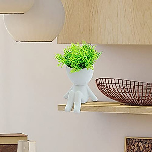 SvaTao Cute Humanoid Ceramic Doll Flower Pot Decorative Pot,Succulent Flower Cactus Bonsai Planter Pots Container Creat Design for Flower Shops, Home Office Decor, Cafes, Wedding Venues, etc