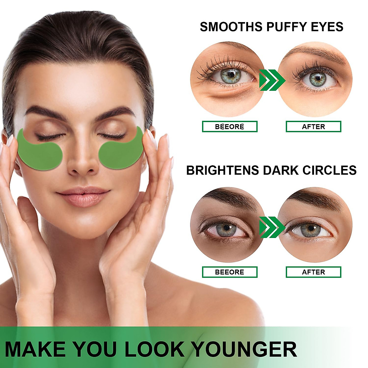 Zomira Under Eye Patches, Eye Masks for Reducing Dark Circles, Edema, and Puffiness, Improve Dullness, Shrink Eye Bags and Smooth Wrinkles, Firm & Hydated Under Eye Skin, Under Eye Treatment, 60PCS