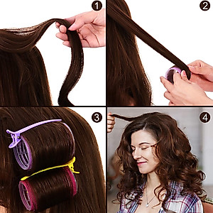 Blulu 48 Pcs Hair Rollers Set,36 Pcs Self Grip Hair Volume Curlers Rollers,12 Pcs Hair Clips Salon Hairdressing DIY Hairstyle for Women(44 Mm, 36 Mm, 25 Mm)