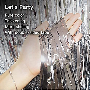 Tayuvira Silver Foil Fringe Curtain, 3 Pcs 3.3ft x 6.6ft Photo Booth Backdrop Streamer Curtains&Photo Booth Props, Party Decorations for Bachelorette Graduation Wedding Birthday
