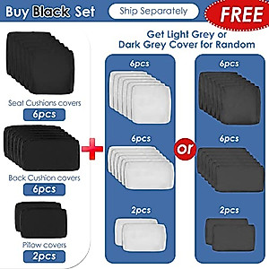 RADIATA PE Wicker Patio Furniture Set Sectional High Back Large Size Sofa Sets with Propane Fire Pit Table 55000 BTU Balcony Rattan Lounge Conversation Sets for Outdoor (9 Pieces,Black)