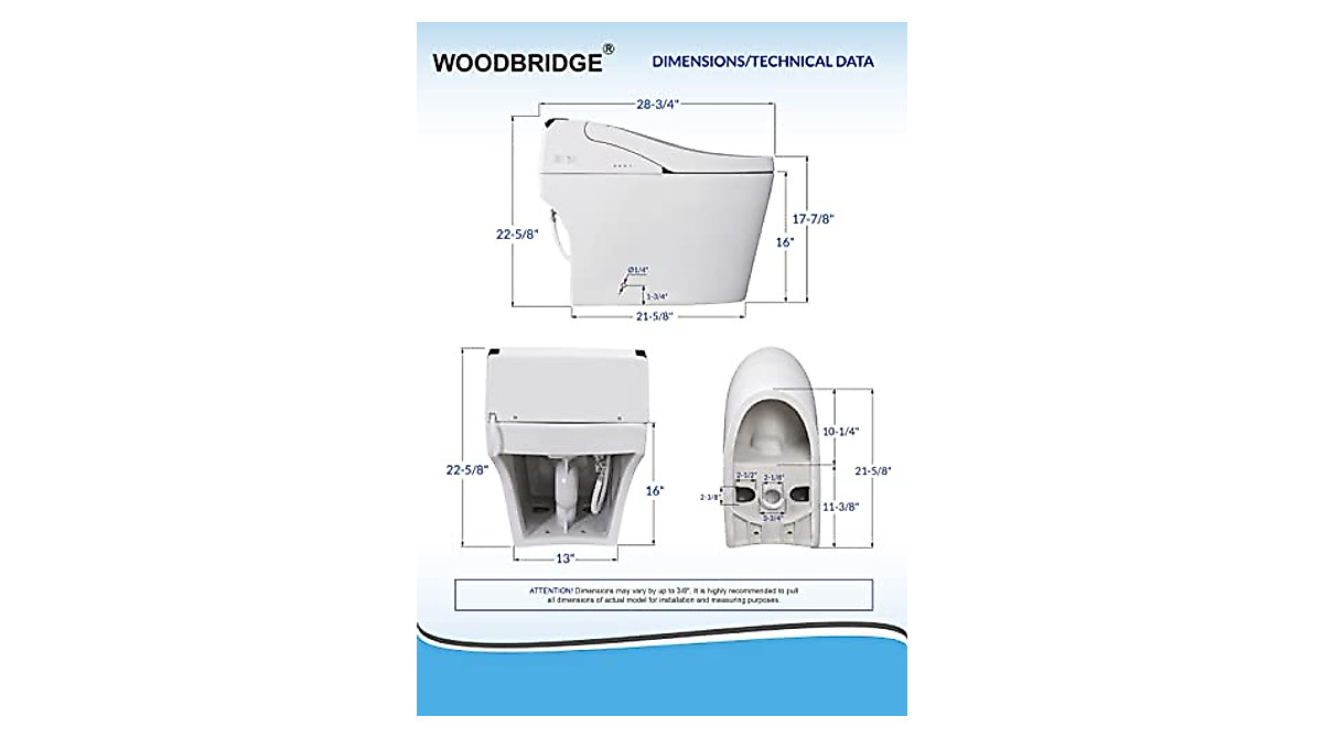 WOODBRIDGE B0960S Smart Bidet Toilet: Auto Flush & Open