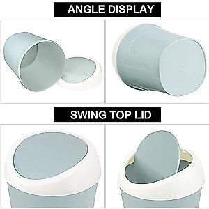 Zhehao 8 Pcs Plastic Mini Wastebasket Trash Can with Swing Lid and 360 Trash Bags Desktop Small Waste Garbage Bin Countertop Tiny Vanity Tabletop Waste Paper Basket for Home, Office, Bedroom, Kitchen