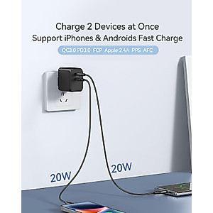 45W USB C Charger, K&ZZ Dual USB-C GaN Charger Foldable PD Super Fast Charger Block Compact Type C Wall Charger for iPhone 15/ 15Pro, Galaxy S23 Ultra/ S22/ Note, MacBook, iPad (45W, Black)