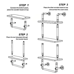 Nultuvalk Floating Shelving with Wood, Antique Wood Shelving with Towel Rail, Bathroom Industrial Pipe Rack, Wall Mounted 24" Living Room Farmhouse (Vintage Gold, 3Tier)